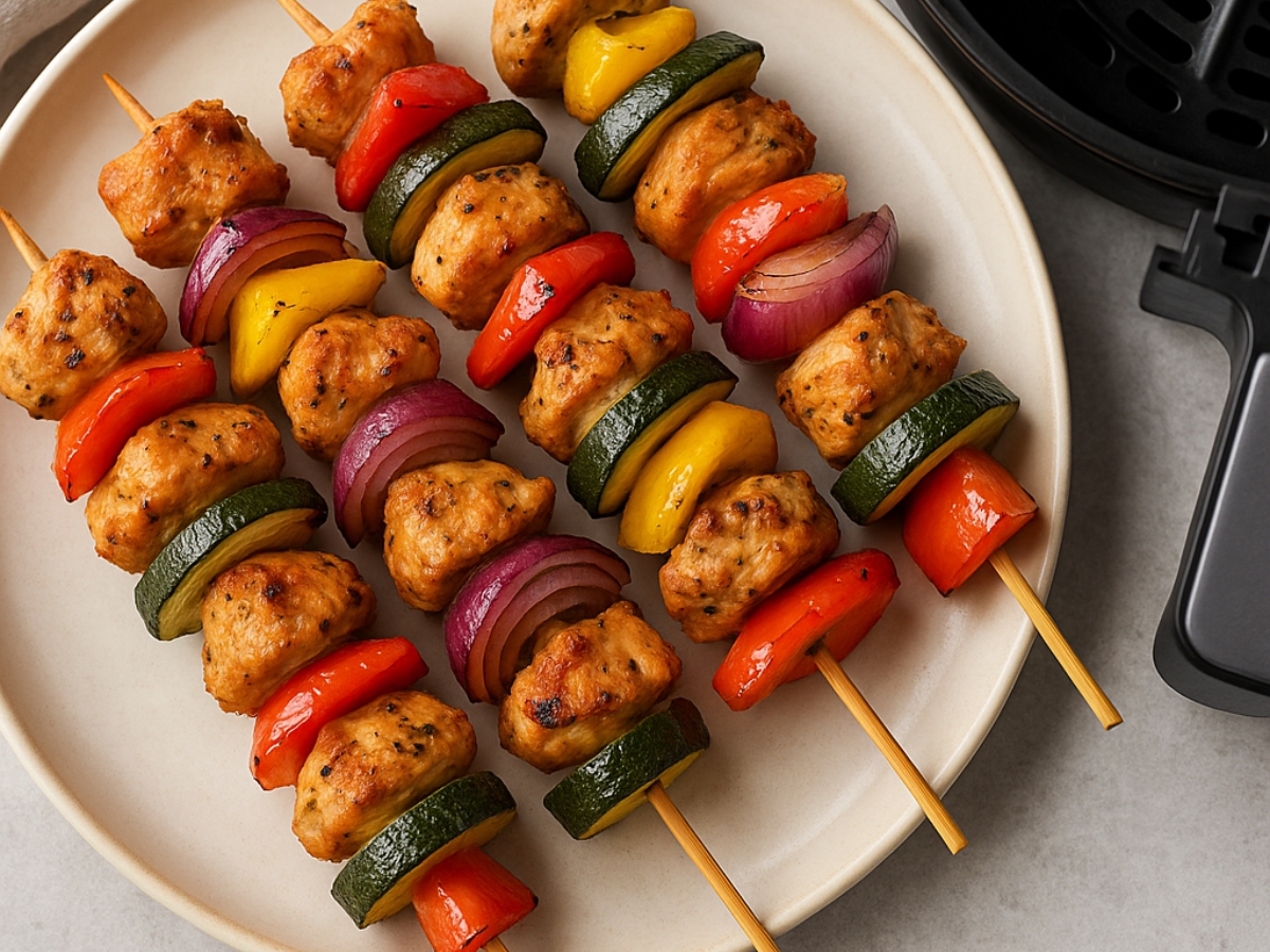 Σουβλάκι κοτόπουλου με λαχανικά στο air fryer – Το απόλυτο καλοκαιρινό ...
