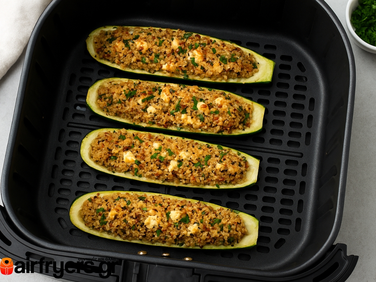 Κολοκυθάκια γεμιστά με κινόα και φέτα στο air fryer - Airfryers.gr