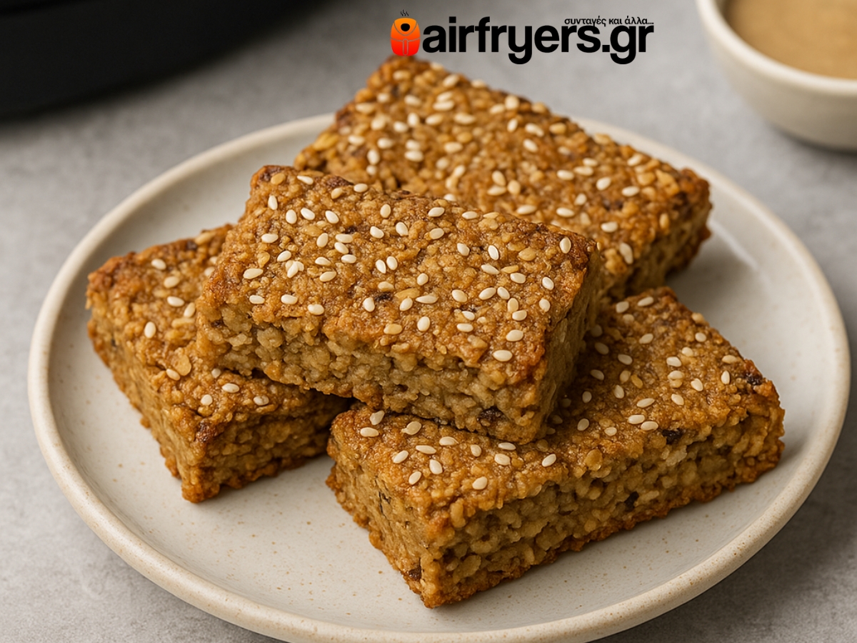 Μπάρες βρώμης με ταχίνι και μέλι στο air fryer - Airfryers.gr